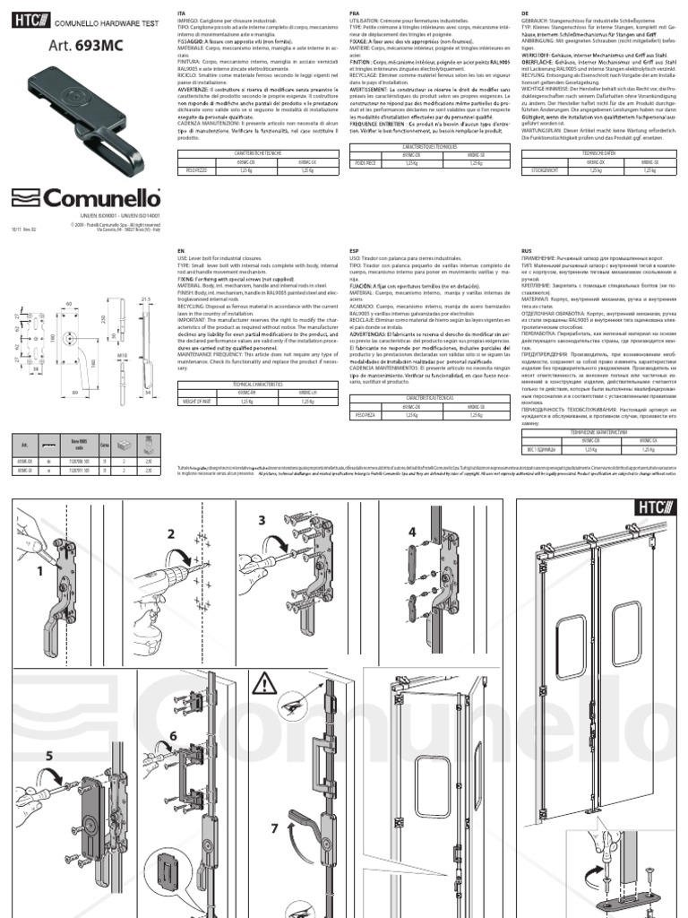 Comunello Gate 693mc 00 Scheda - Tecnica | PDF