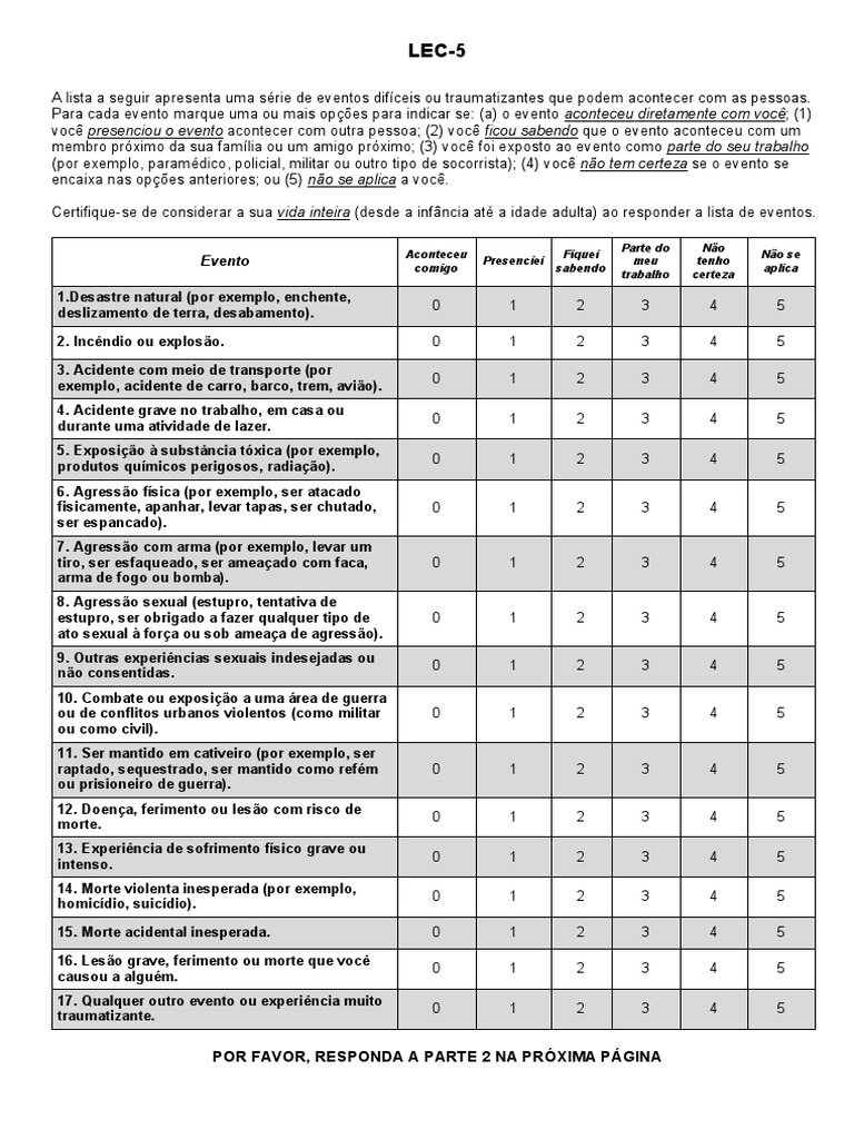 PCL-5 Com LEC-5 e Critério A - Dez - 2015 | PDF
