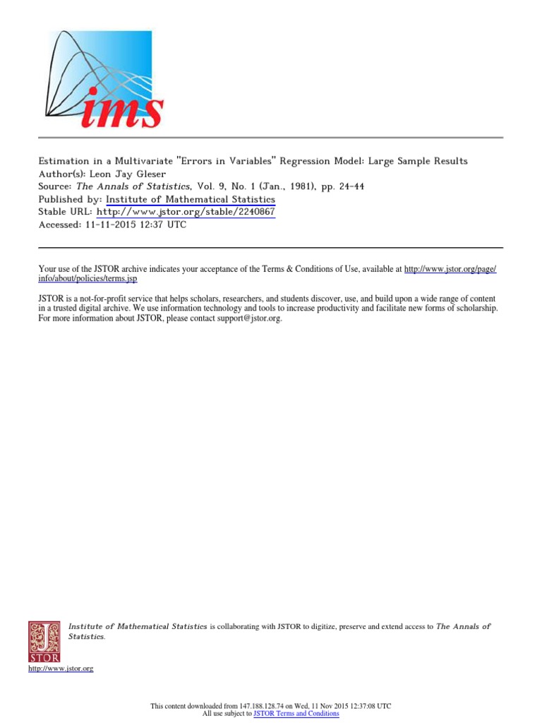 Estimation In A Multivariate Errors In Variables Regression Model