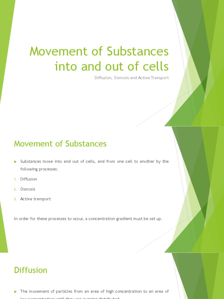 Movement of Substances Into and Out Cells | PDF | Osmosis | Diffusion