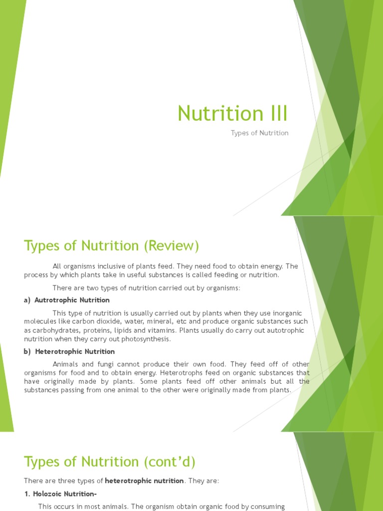 Nutrition V - Types of Nutrition | PDF