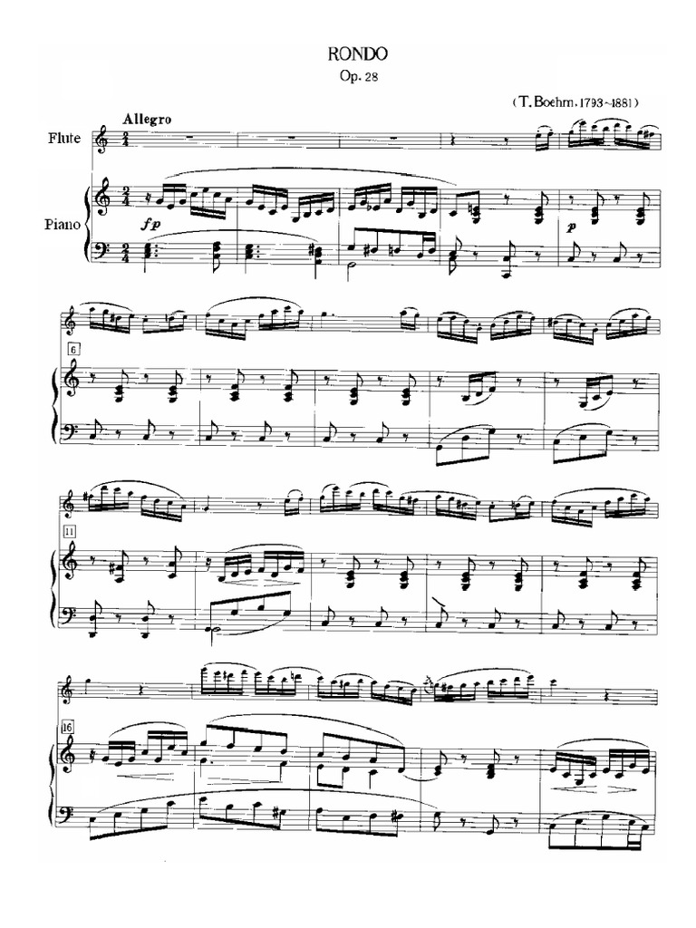 Boehm Th. - Rondo Op. 28 - Flute & Piano - Score | PDF