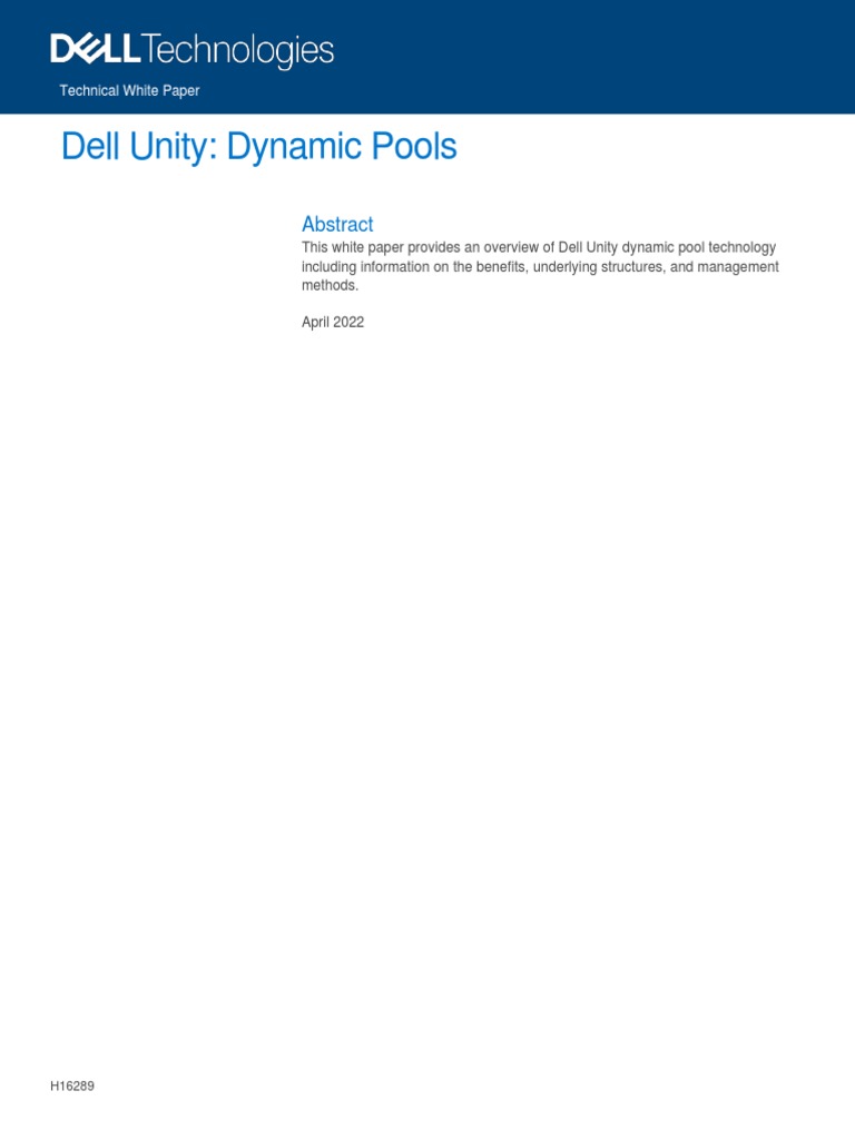 h16289 Dell Unity Dynamic Pools | PDF | Computer Data Storage | File System