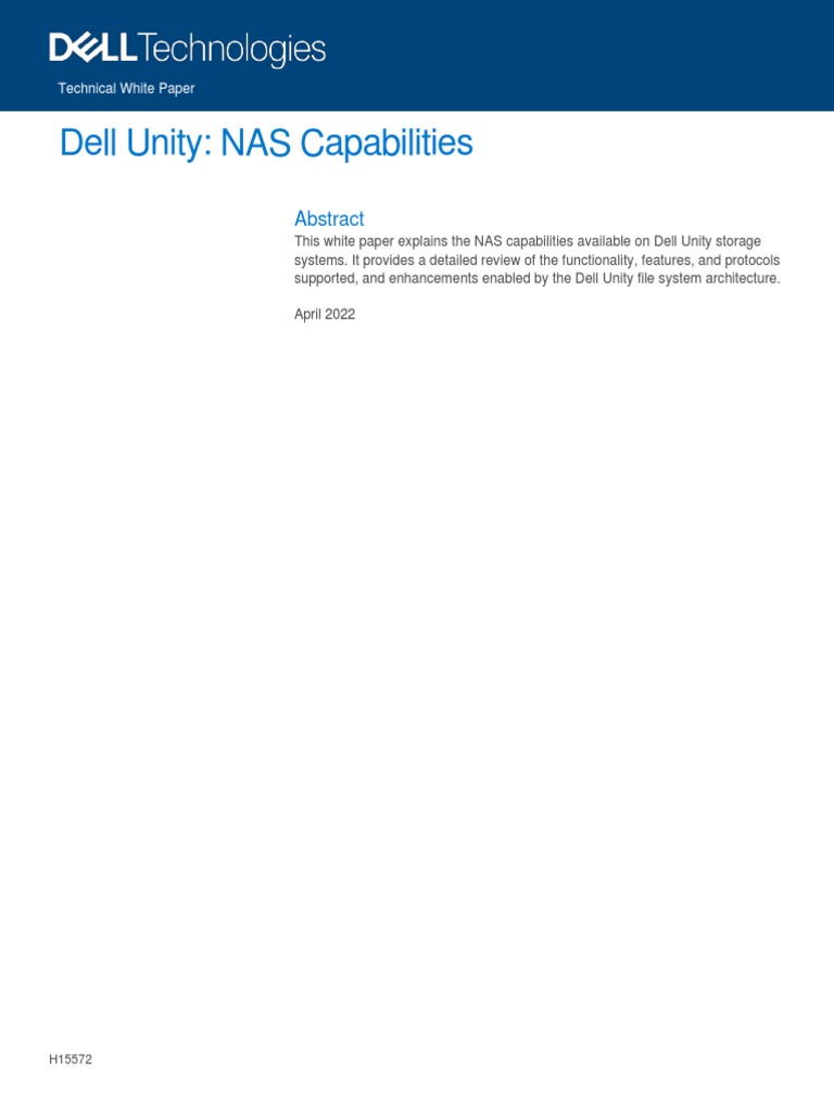 h15572 Dell Unity Nas Capabilities PDF | PDF
