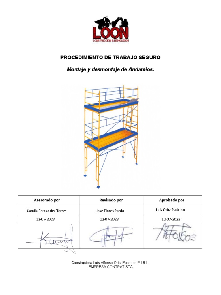 PTS MONTAJE Y DESMONTAJE DE ANDAMIO | PDF | Andamio