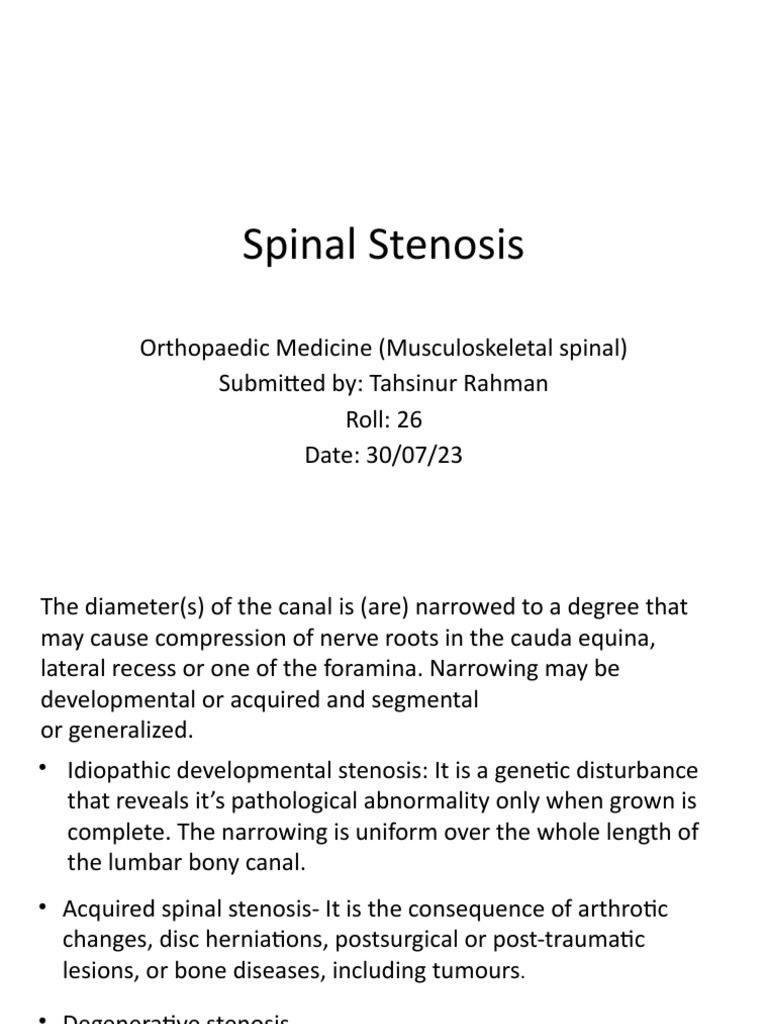 Spinal Stenosis | PDF