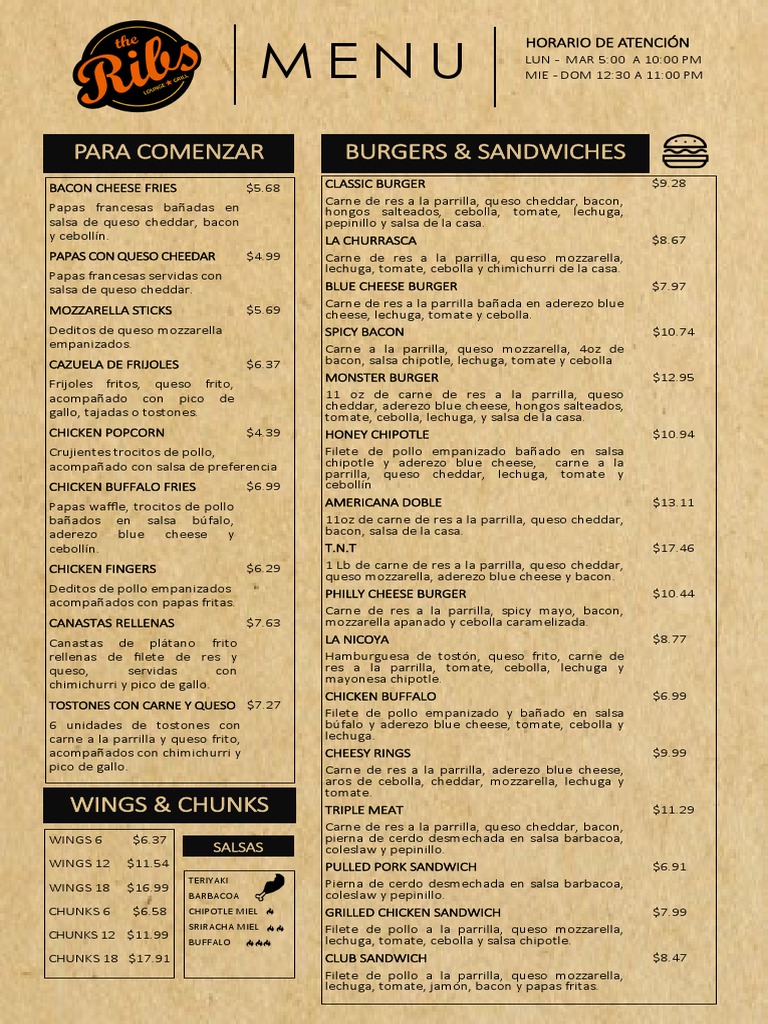 Menu The Ribs | PDF