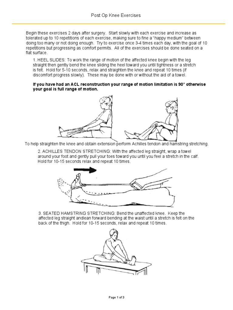 Post Op Knee Exercises New | PDF | Knee | Joints