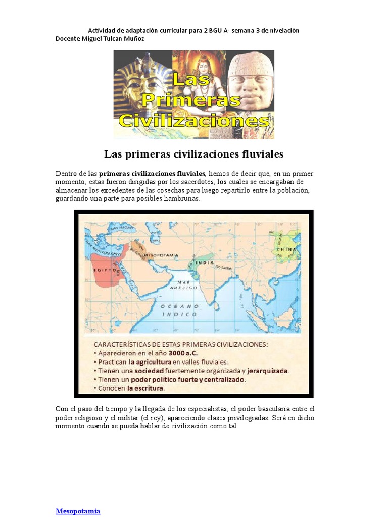 Las Primeras Civilizaciones Fluviales Adap Pdf Mesopotamia