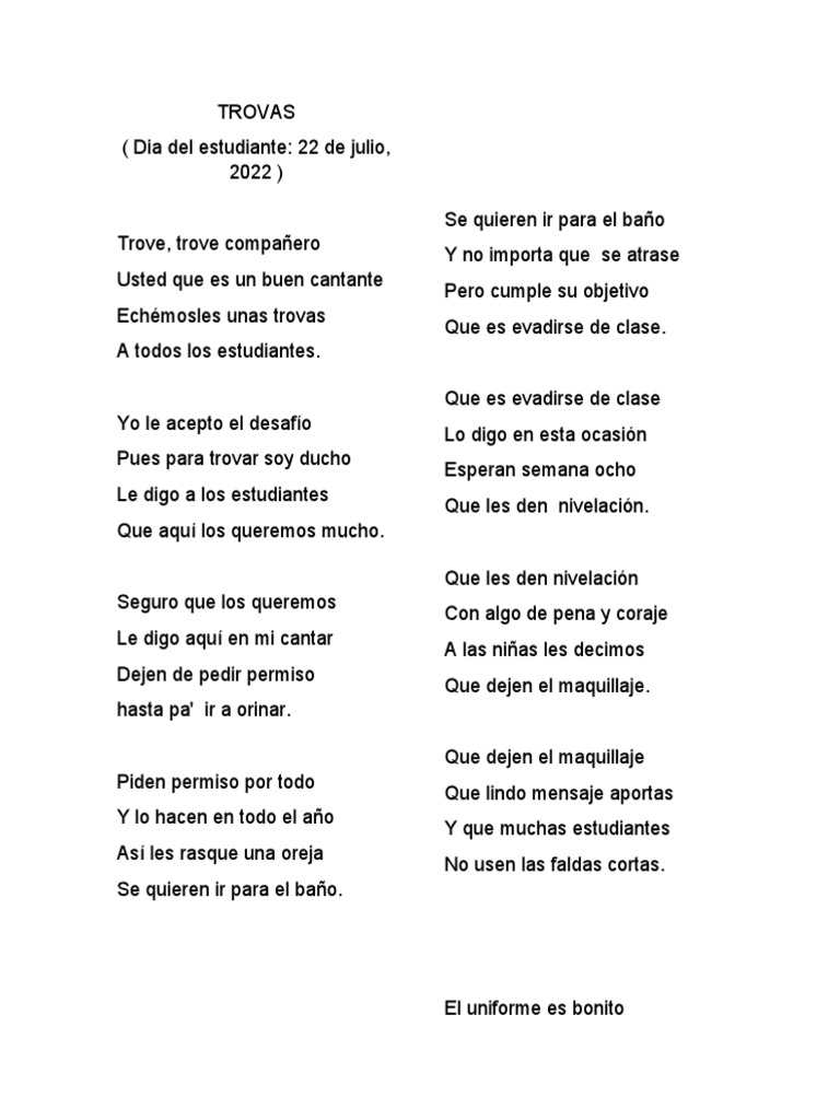 Trovas Dia Estudiante | PDF