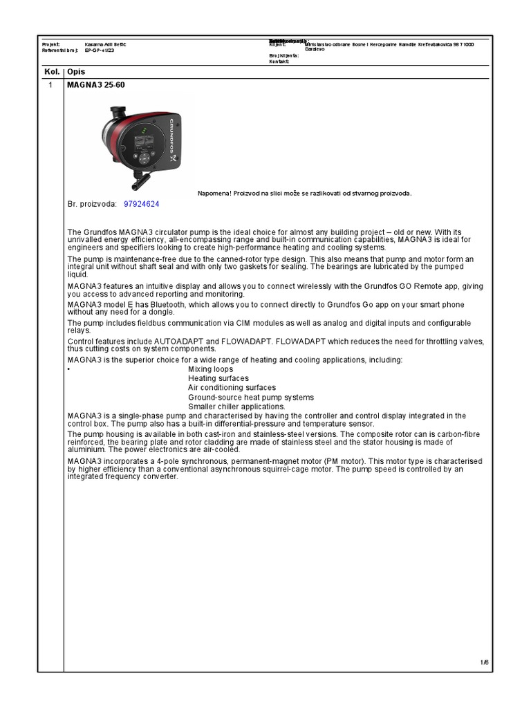 MAGNA3 25 60 - Objekat3 | PDF | Pump | Electric Motor