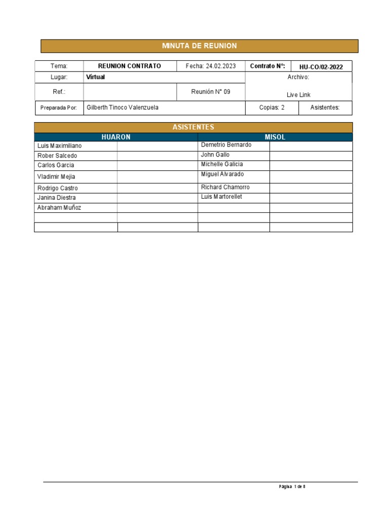 Minuta de Reunión 230224 - MISOL - PASH | PDF