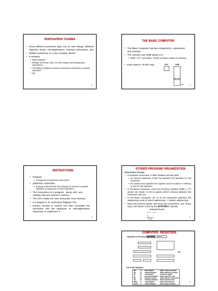Basic Computer Instruction Set Overview | PDF | Central Processing Unit ...