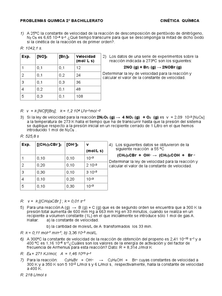 Problemas Cinetica Química | PDF