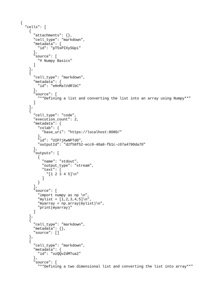 Practical On Numpy - Ipynb | PDF | Computers | Technology & Engineering