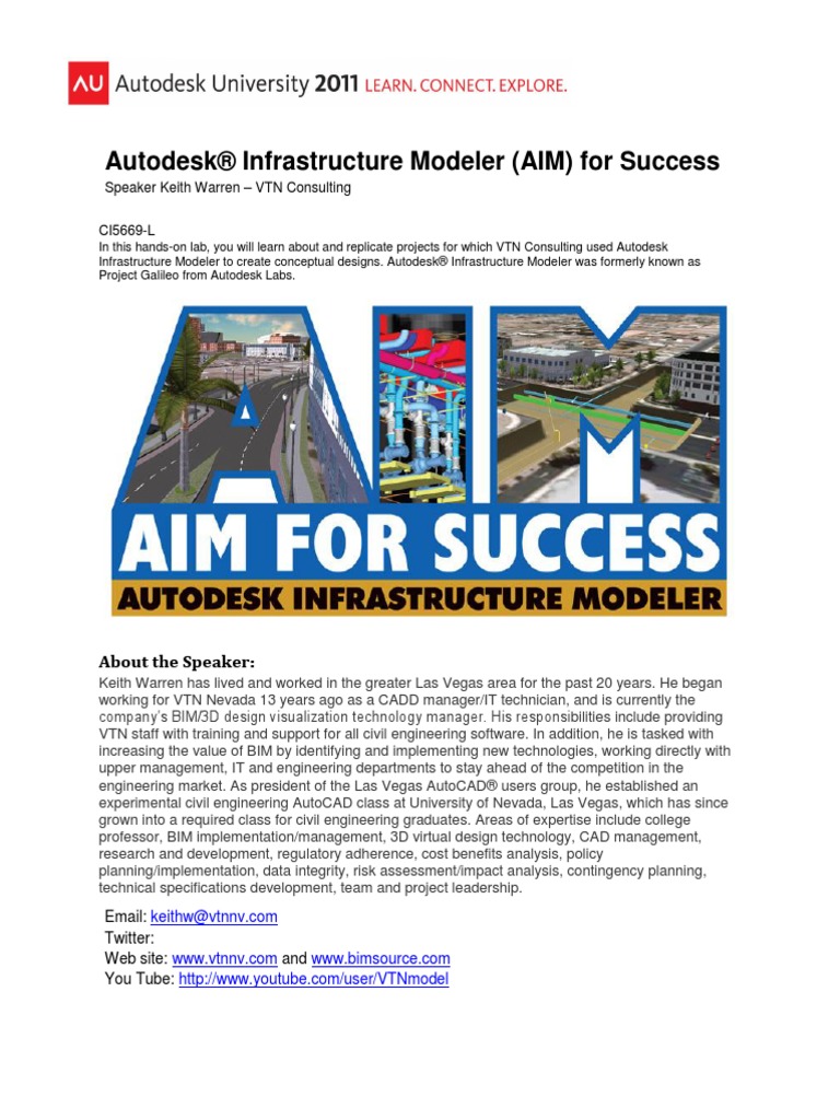 v4 - AU2011ClassHandout Autodesk® Infrastructure Modeler (AIM) For Success | PDF | 3 D Computer ...