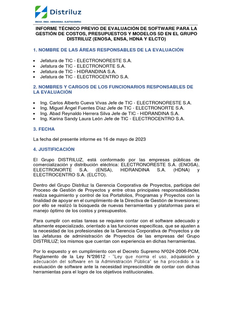 Itp Evaluiación de SW para La Gestión de Costos Presupuestos y Modelos ...