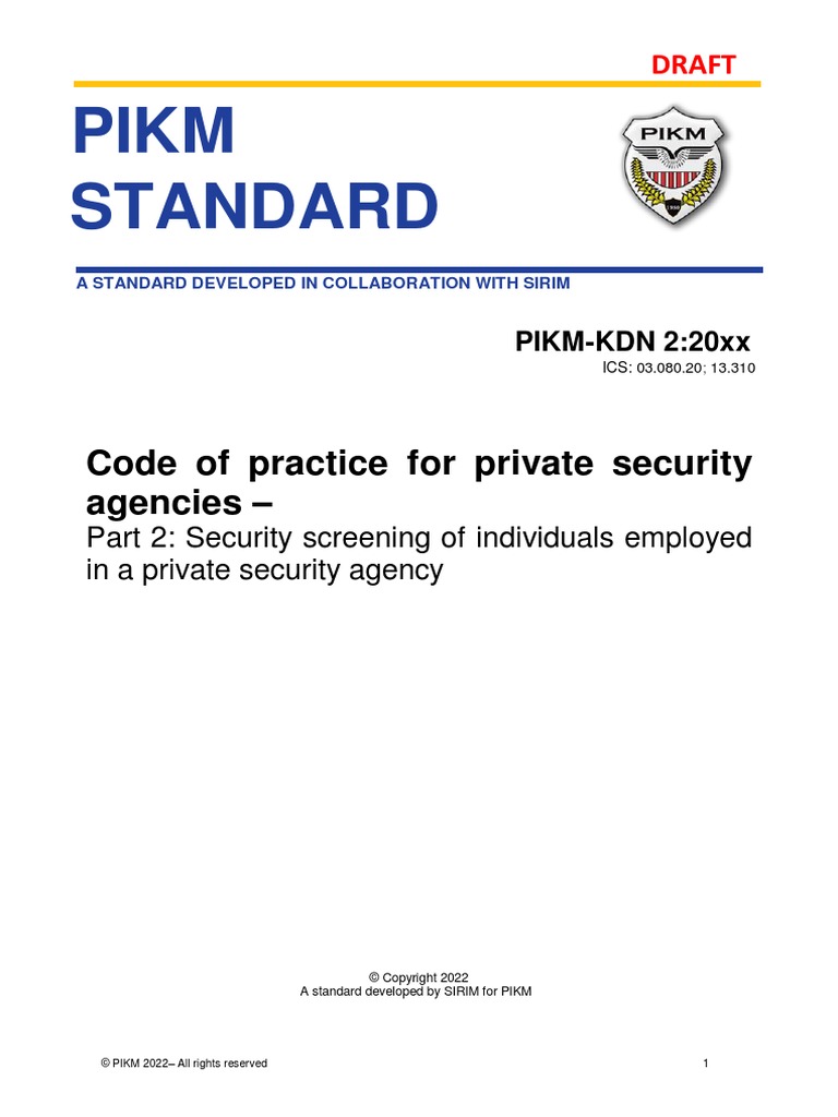 Deraf Standard Code of Practice Part 2 Security Screening of ...