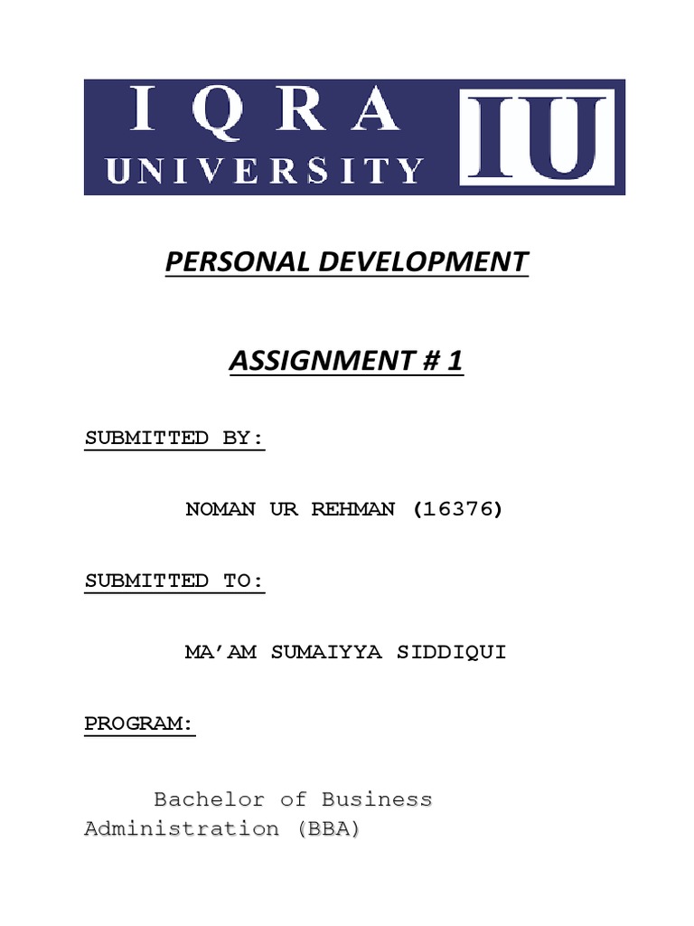 Personal Development Assignment 1 PDF | PDF | Motivational | Motivation