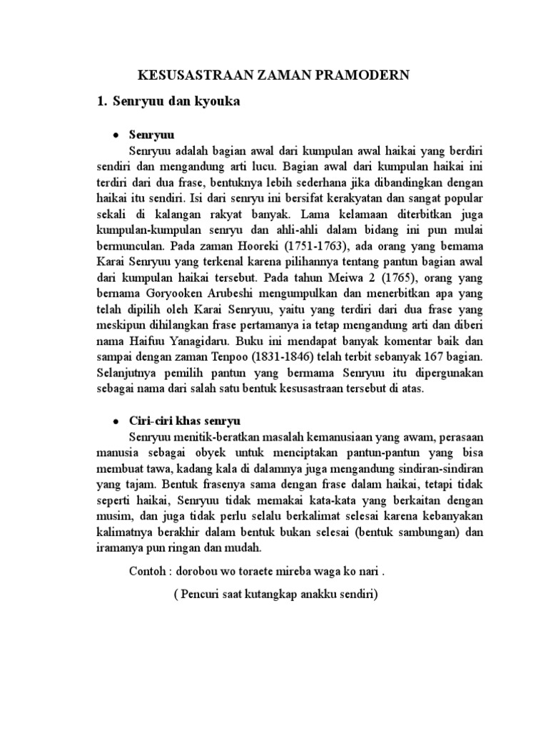 Sastra Klasik Jepang: Senryuu dan Waka | PDF | Fiksi Umum