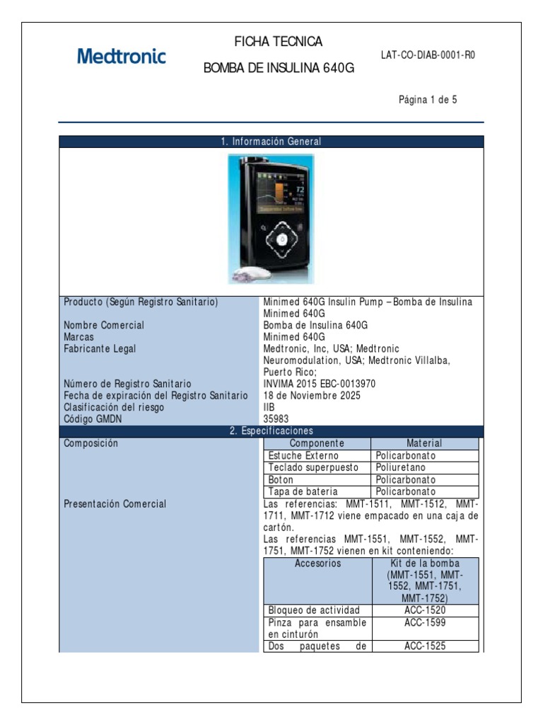 Bomba de Insulina MiniMed 640G | PDF