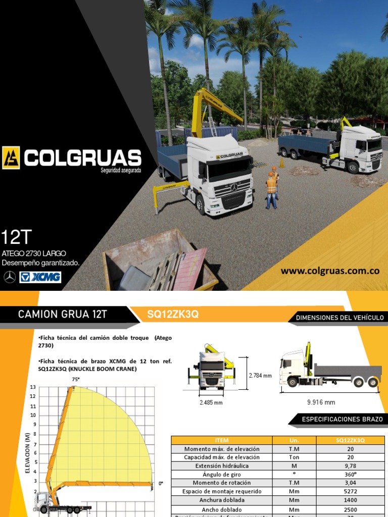 Camión Grúa 12T: Dimensiones y Especificaciones | PDF | Eje | Camión
