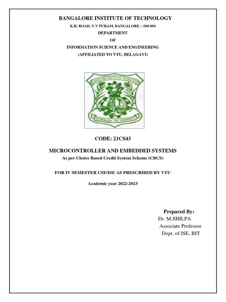 Microcontroller Lab Manual for 21CS43 | PDF