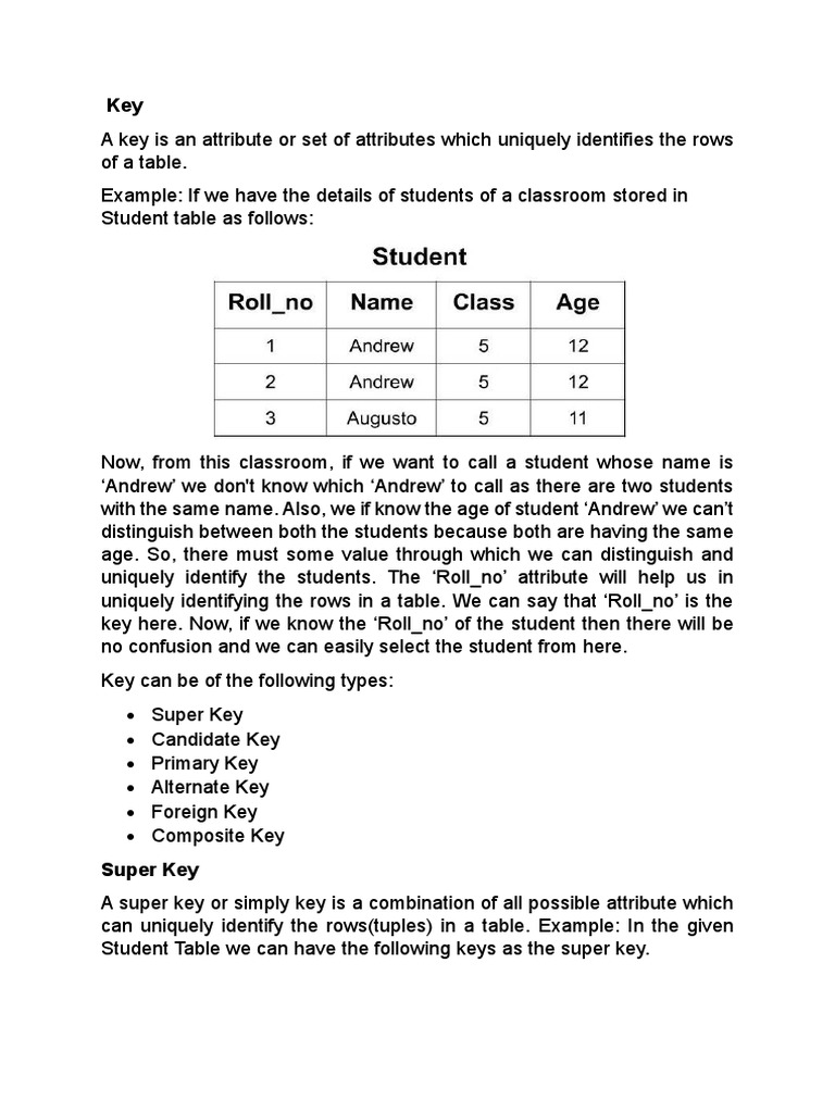SQL Unit2 Keys | PDF