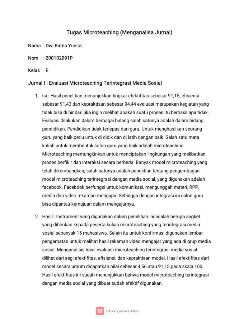 Tugas Microteaching - Dwi Ratna Yunita | PDF