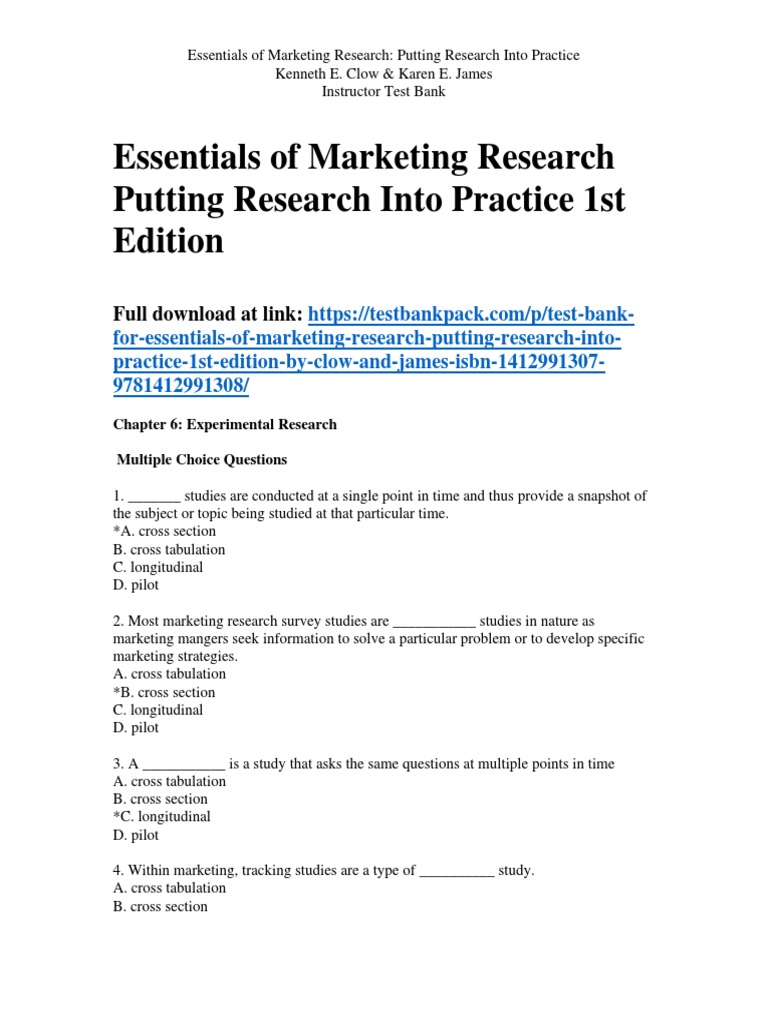 Essentials of Marketing Research Putting Research Into Practice 1st ...