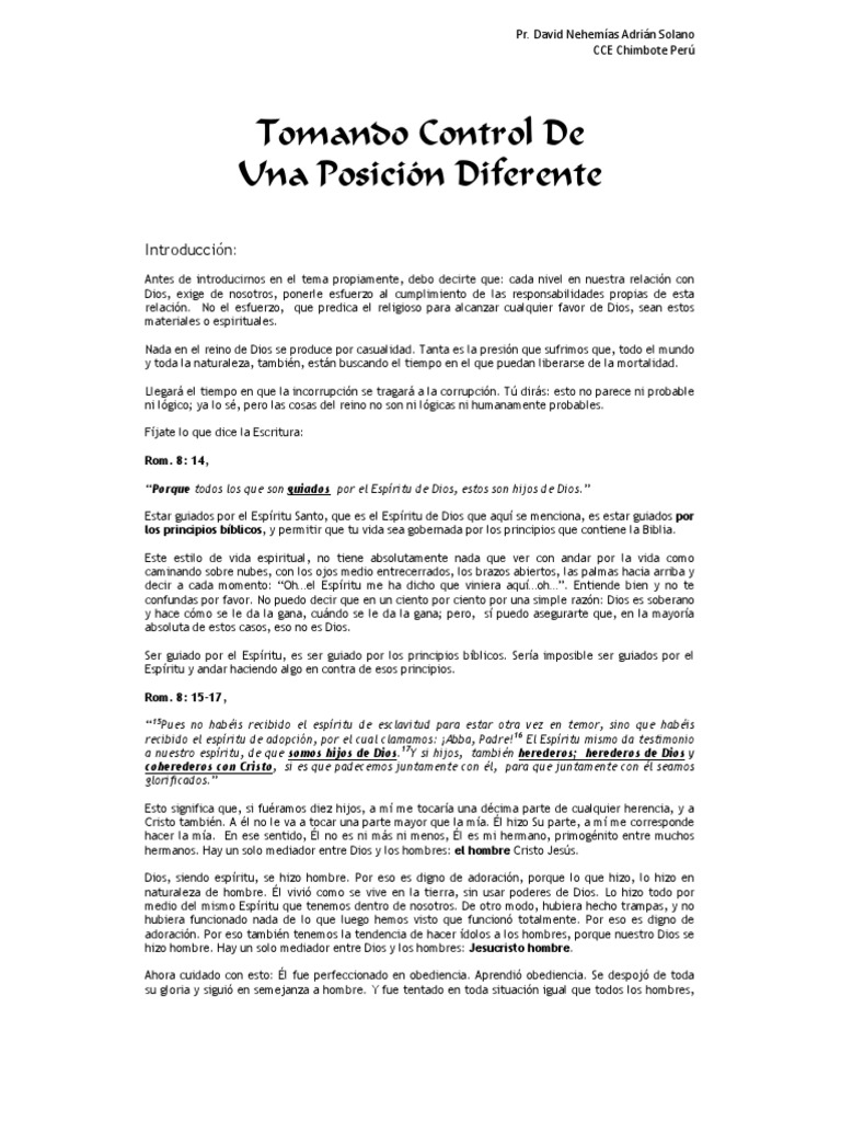 16 Tomando Control de Una Posicion Diferente | PDF | Cristo (título) | Dios