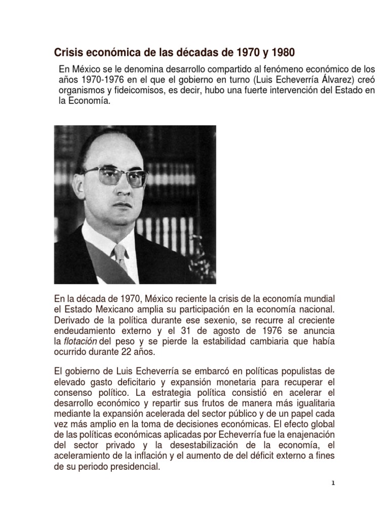 Crisis Económica de Las Décadas de 1970 y 1980 | PDF