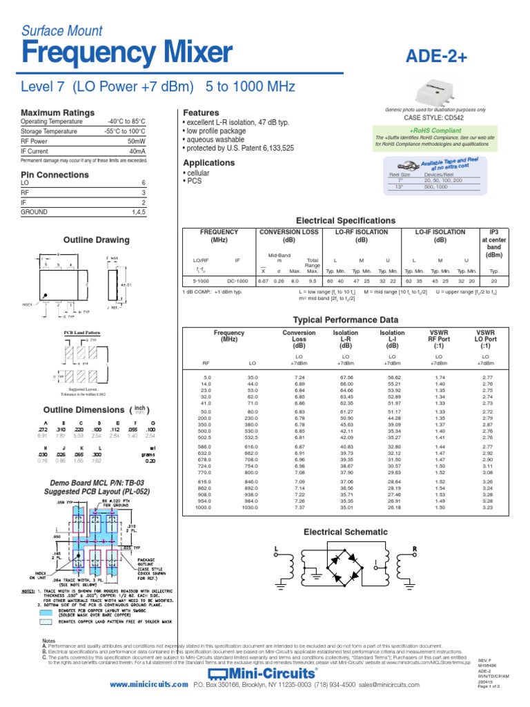 ADE-2 - (5,1000) MHz-Frequency Mixer | PDF
