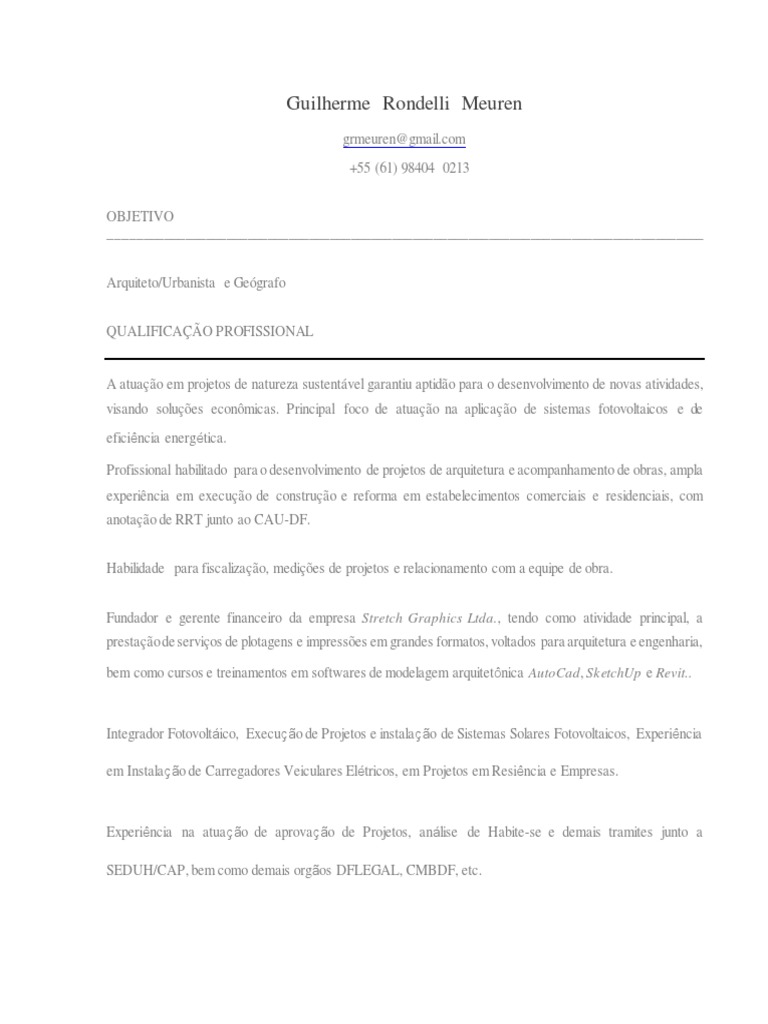 Curriculo - Guilherme - Meuren 2021 | PDF | Arquiteto | Fotovoltaica