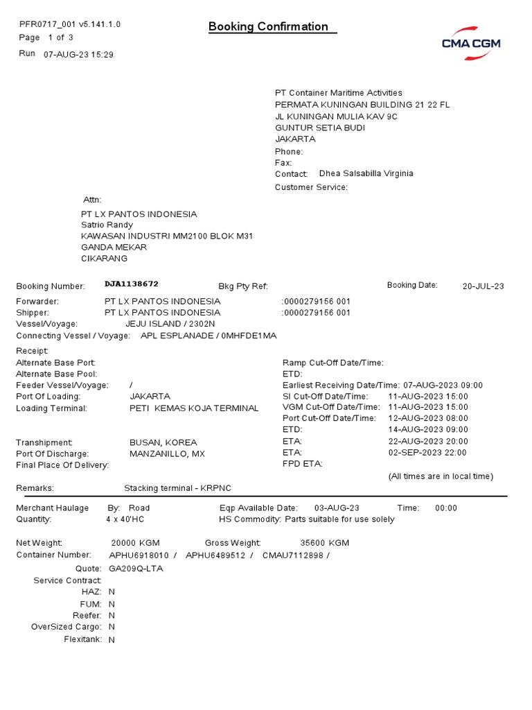 CMA CGM Inland Haulage Booking Guide | PDF | Bill Of Lading | Cargo