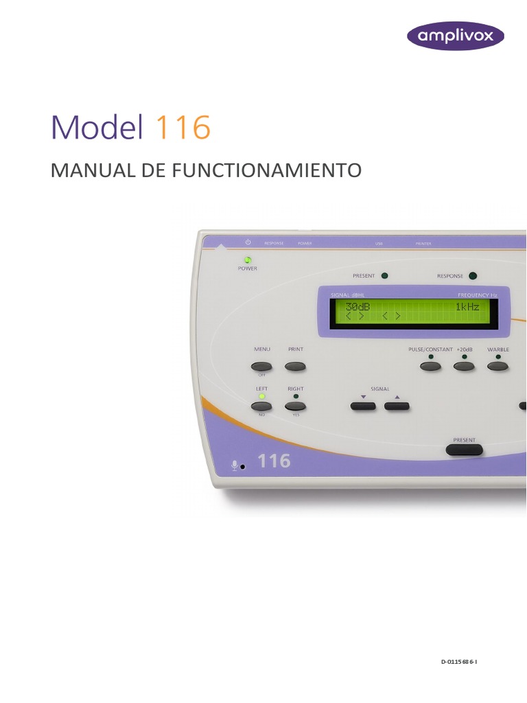 Manual Audiometro Amplivox 116 | PDF | Conector eléctrico | USB