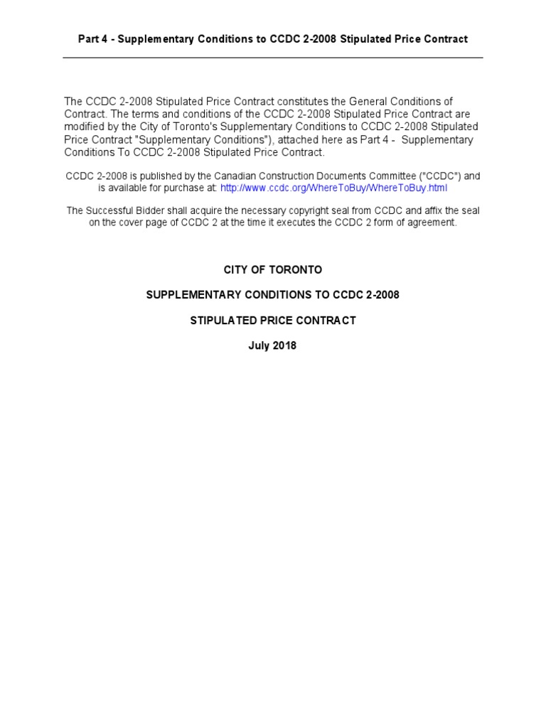 Supplementary Conditions To CCDC 2 2008 | PDF | Employment | Lease