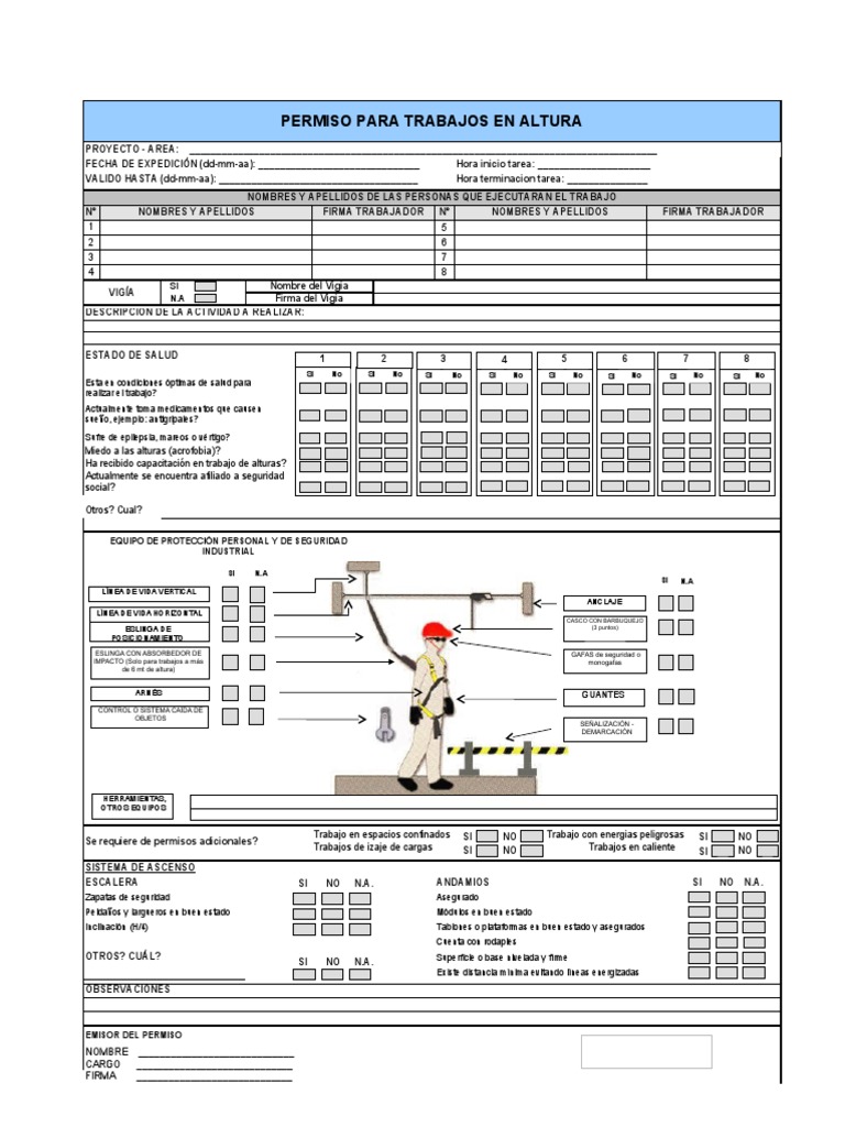 Permiso de Trabajo en Alturas | PDF