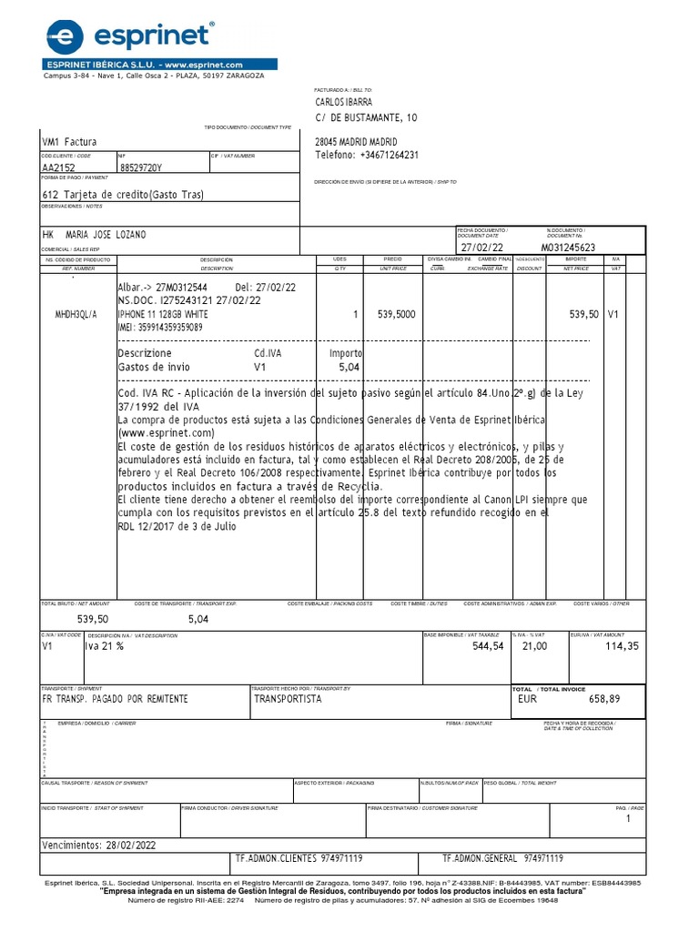 Ip11 128 WH Esprinet | PDF