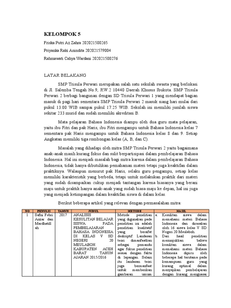 Latar Belakang - Kel.5 | PDF