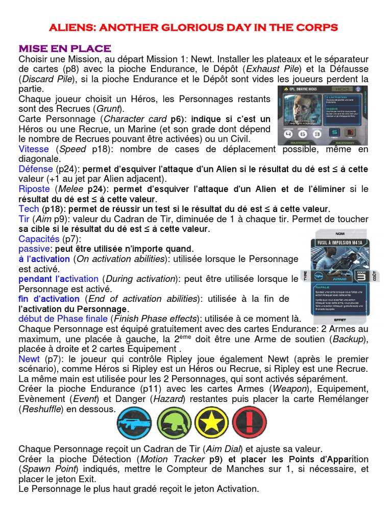 Alien2 Récap Règles | PDF | Équipement | Outils