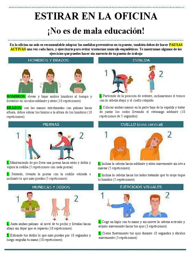 Ejercicios de Pausas Activas en Oficina | PDF