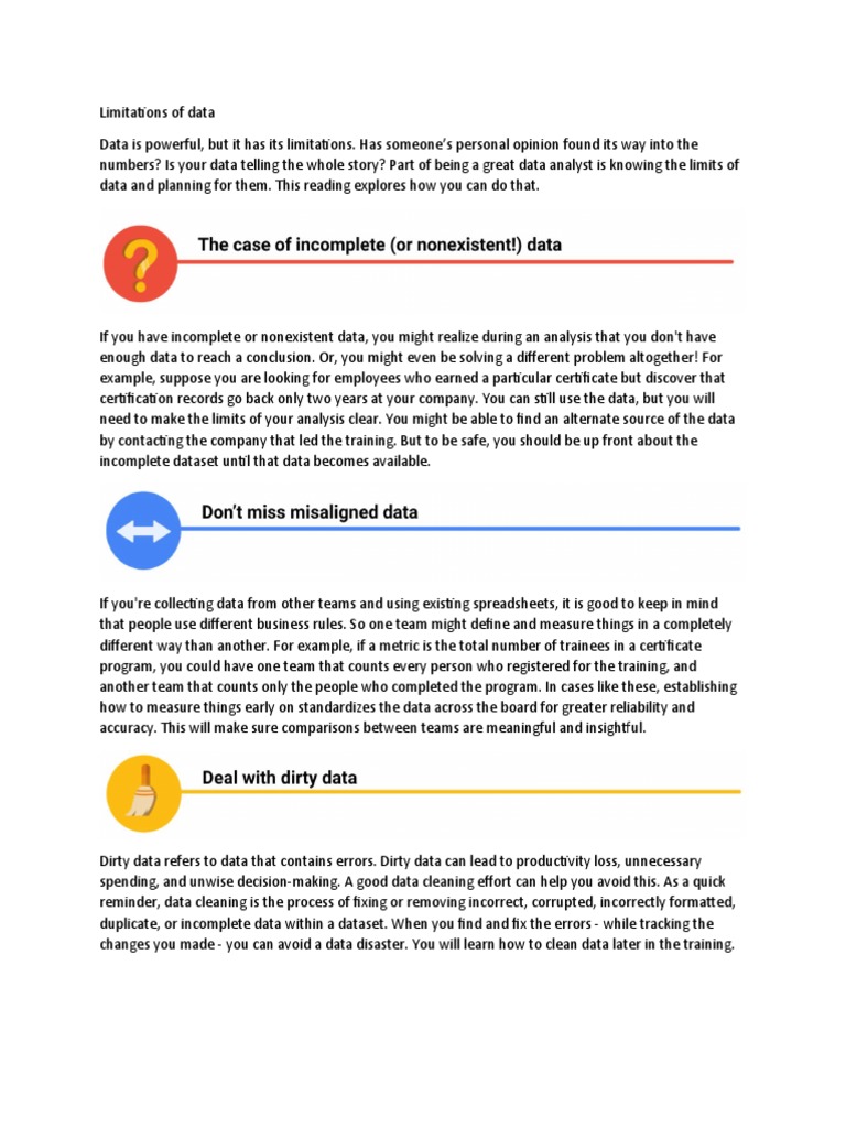 Limitations of Data | PDF | Data Analysis | Data