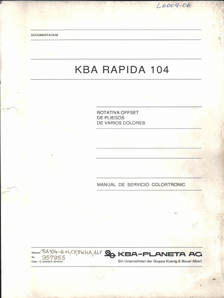 Manual Colortronic KBA 104 6 | PDF