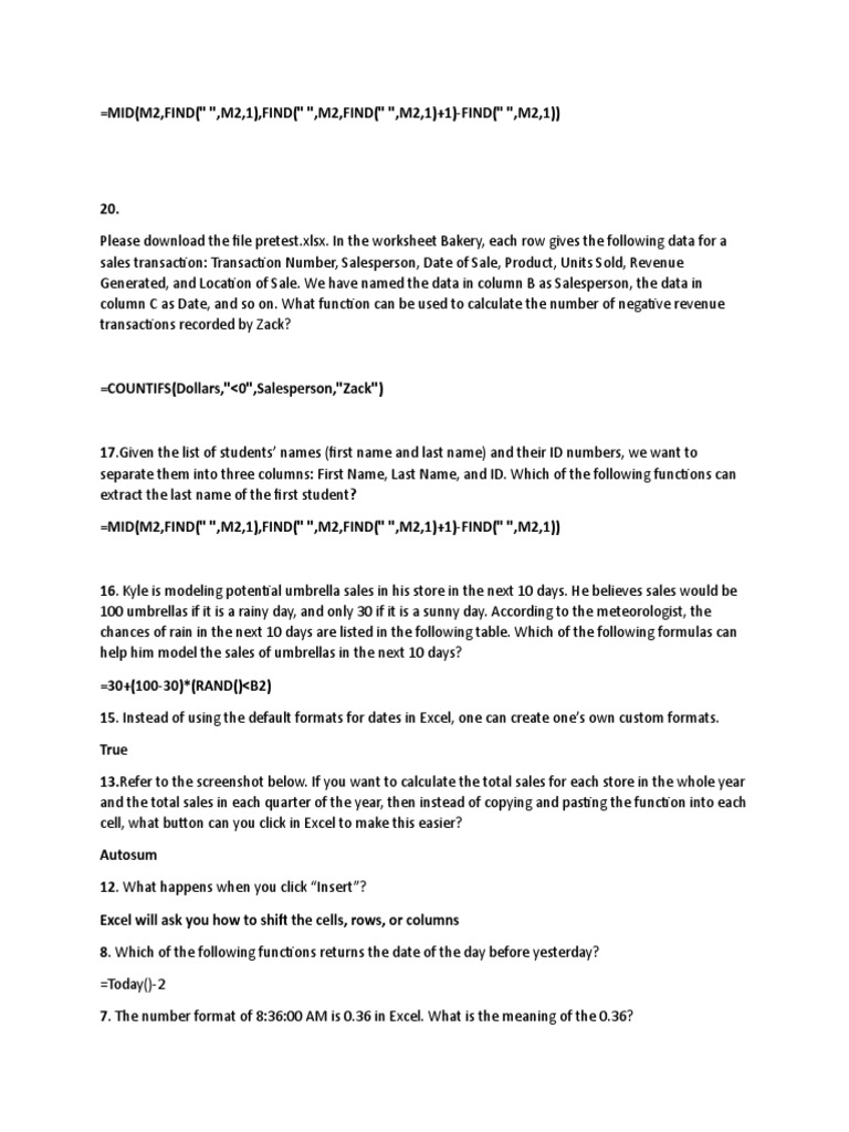 Excel Formulas | PDF | Computing | Data Management