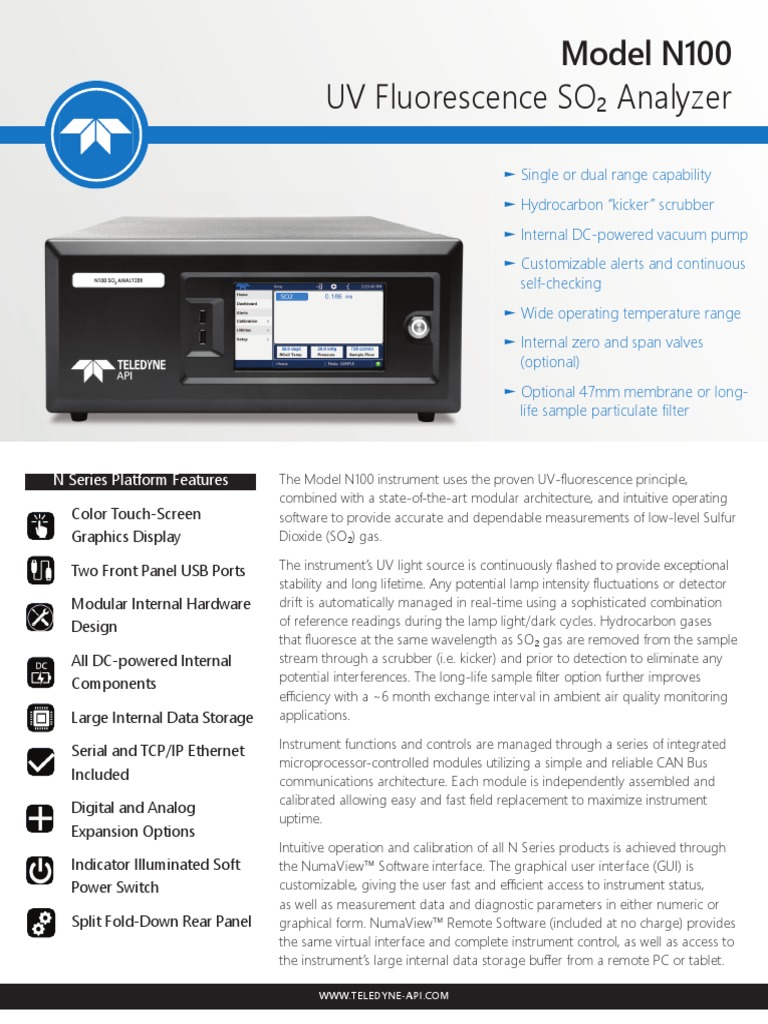 Model N100 UV Fluorescence SO Analyzer | PDF