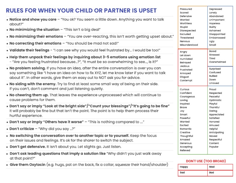 Rules For When Your Child or Partner Is Upset - en | PDF