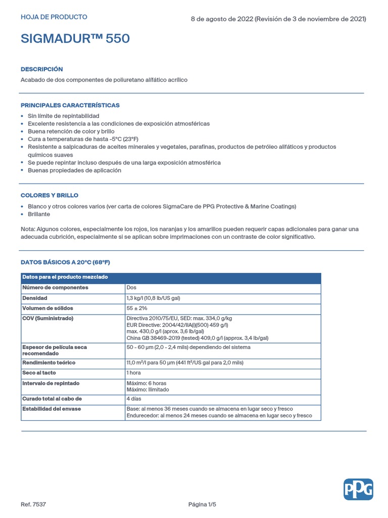 MSDS Sigmadur 550 (Resina) | PDF