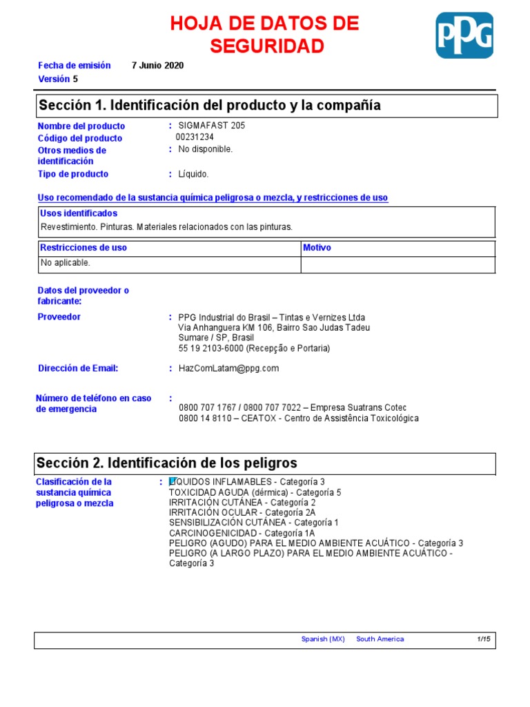 MSDS Sigmafast 250 (Resina) | PDF