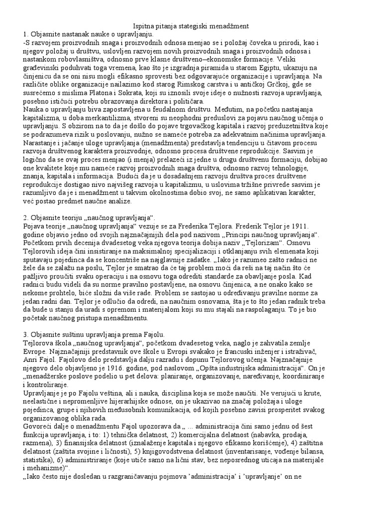 Strategijski Menadzment Ispit | PDF